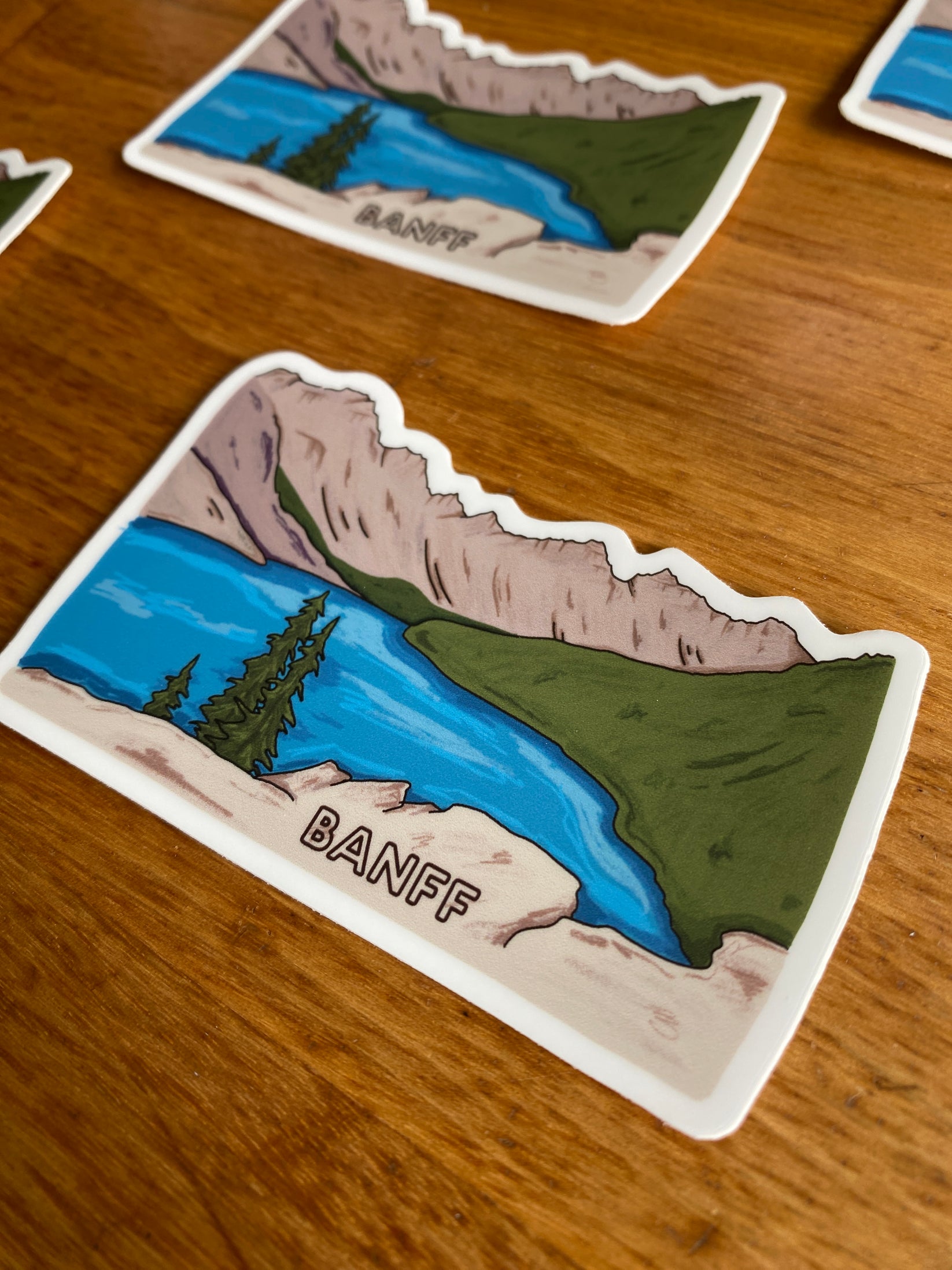 Banff National Park Illustrated Sticker | 3.5” x 2.25” – Fern In The Forest